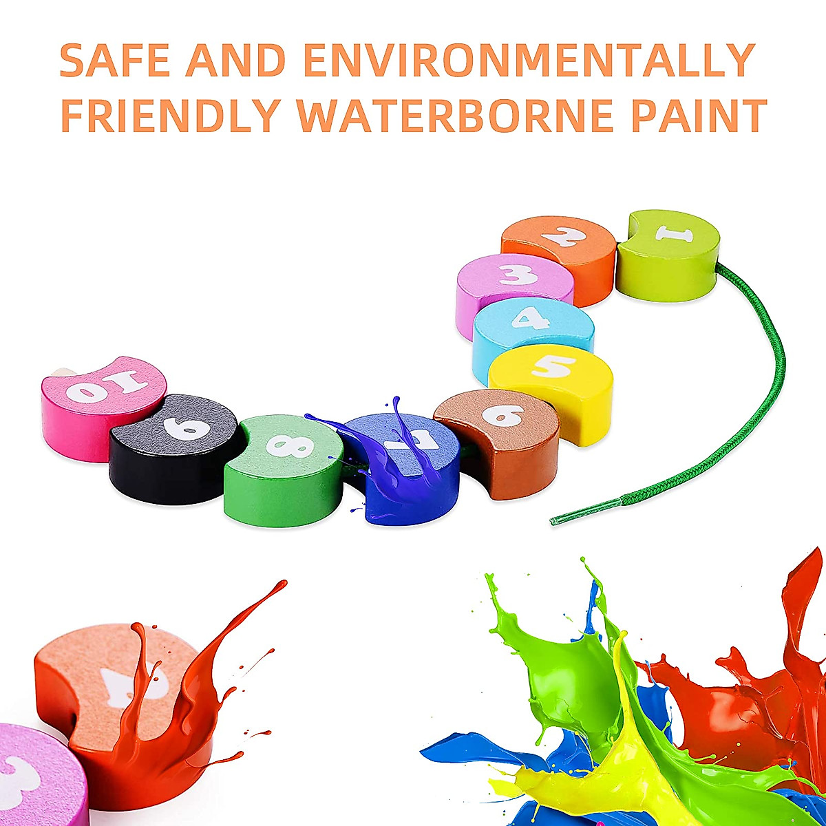 Doyolta Wooden Lacing Toy, Montessori Toys for Toddlers 3 Year Old, Wooden Puzzles Lacing Beads Preschool Toys, Fine Motor Skills Early Educational Toy for Toddler Boys Girls