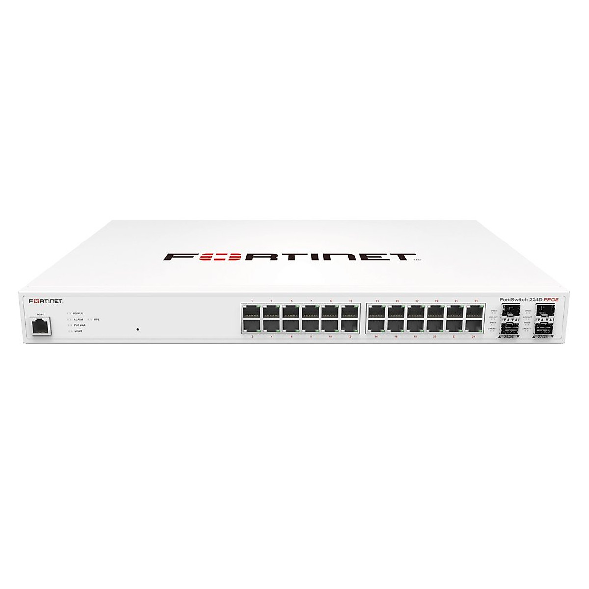 Fortinet FortiSwitch 224D-FPOE Layer 2 PoE+ Switch - 24x GE RJ45 Ports, 2X 1 GE SFP Slots