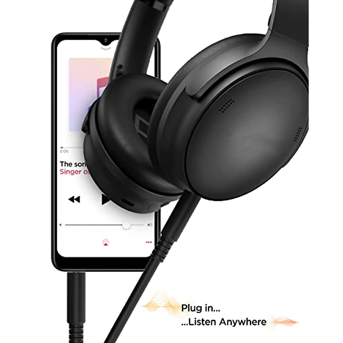 GALVANOX Replacement Cord for Bose Headphone Cable Compatible with B0SE QC35 II / QC45 (Black)