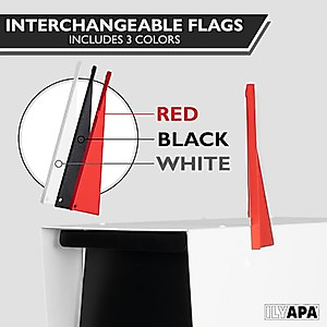 Ilyapa Modern Design Mailbox, Ready to Post Mount - White Powder Coated Steel Heavy Duty Curbside Welded Mailbox, All Weather Durable and Corrosion Resistant, Stainless Steel Hinges and Magnetic Door