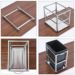 ONG Undermount trash bin pull out trash can under cabinet,Sliding Pull-Out Kitchen under Mount Waste Containers, Trash Bins Recycling Garbage Can, Heavy-Duty Steel Frame, 32-Quart Kitchen Cabinet Organizer, with Soft-Close Slides, Waste Basket Included