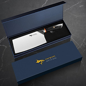 MAD SHARK 7 inch Heavy Duty Kitchen Knife, Professional Sharp Vegetable Cleaver, German Military Grade Composite Steel with Ergonomic Handle, Chef Knife for Home Kitchen Cook Cutting, Chopping