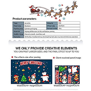 YULOONG Christmas Windows Static Stickers Colorful Clings Removable Vinyl Santa Claus Christmas Tree Snowman Snowflake Deer DIY Wall Window Door Mural Showcase Decal Sticker