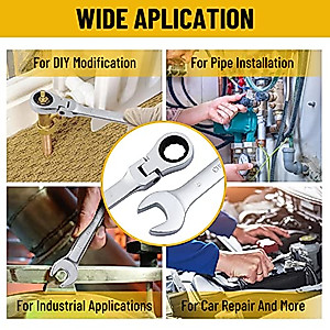 Pilida 18mm Ratcheting Combination Wrench 12 Point Metric Flex Head Gear Wrench Rachet Box End Spanner 72 Teeth Chrome Vanadium Steel