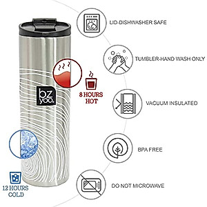 bzyoo Brew 18/8 Stainless Vacuum Drinking BPA-Free 15oz Coffee Mug Water Thermal Bottle Bundle with Leak Proof Design for Hike Camping Holiday New Year Gifts Wellness (2 Bottle Bundle)