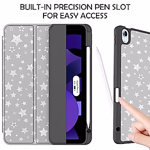 Deokke Compatible with iPad Air Case 11 Inch M3 2025,M2 2024 5th/4th Generation 10.9 Inch (2022/2020) with Pencil Holder TPU Back Case Auto Sleep/Wake Cover Cute Aesthetic Women Girls-Silver
