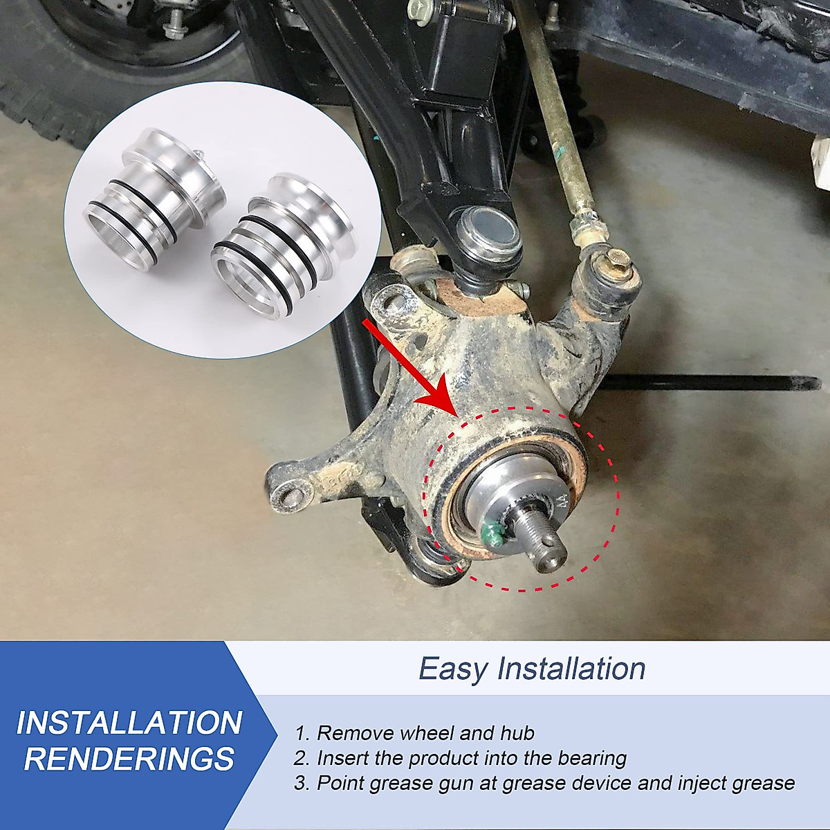 JDMSPEED New 44/40MM Front Rear Wheel Bearing Greaser Tools Replacement for Polaris Ranger 570 800 900 1000XP Sportsman 500 850 1000XP Replacement for Polaris ATV UTV SxS/RZR 900S/ 1000/ PRO XP