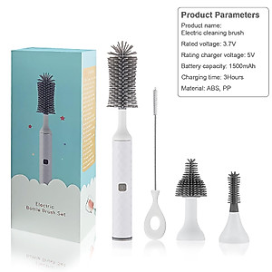 biqin Electric Cleaning Brush Set 4 Piece Multi-Purpose Cleaner Brushes,360° high-Speed Rotation Cleaning,1500mAh,Waterproof IPX65,Perfect Household Cleaning Brushes(White)