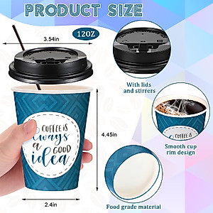 Gerrii 100 Pack Disposable Coffee Cups with Lids and Straws, Motivational Paper Cups with 6 Quotes and Designs Disposable Hot Cups for Water, Juice, Coffee, Tea, Home, Shop Cafe (Cool Style,12 oz)