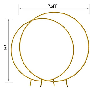 7ft Round Backdrop Stand,Iron Circle Wedding Arch,Flower Ring Arch Stand Circle for Valentine's Day,Wedding,Birthday,Christmas,Garden Decoration(7ft, Gold)