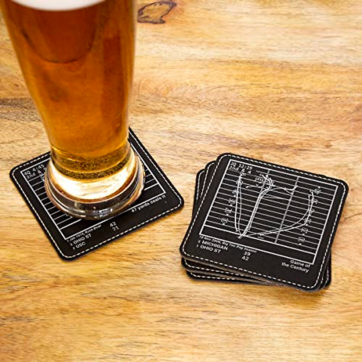 Greatest Ohio State Football Plays: Leatherette Coasters (Set of 4) | Best Gift Idea for Sports Lovers | Ohio State Historic Moments Gifts