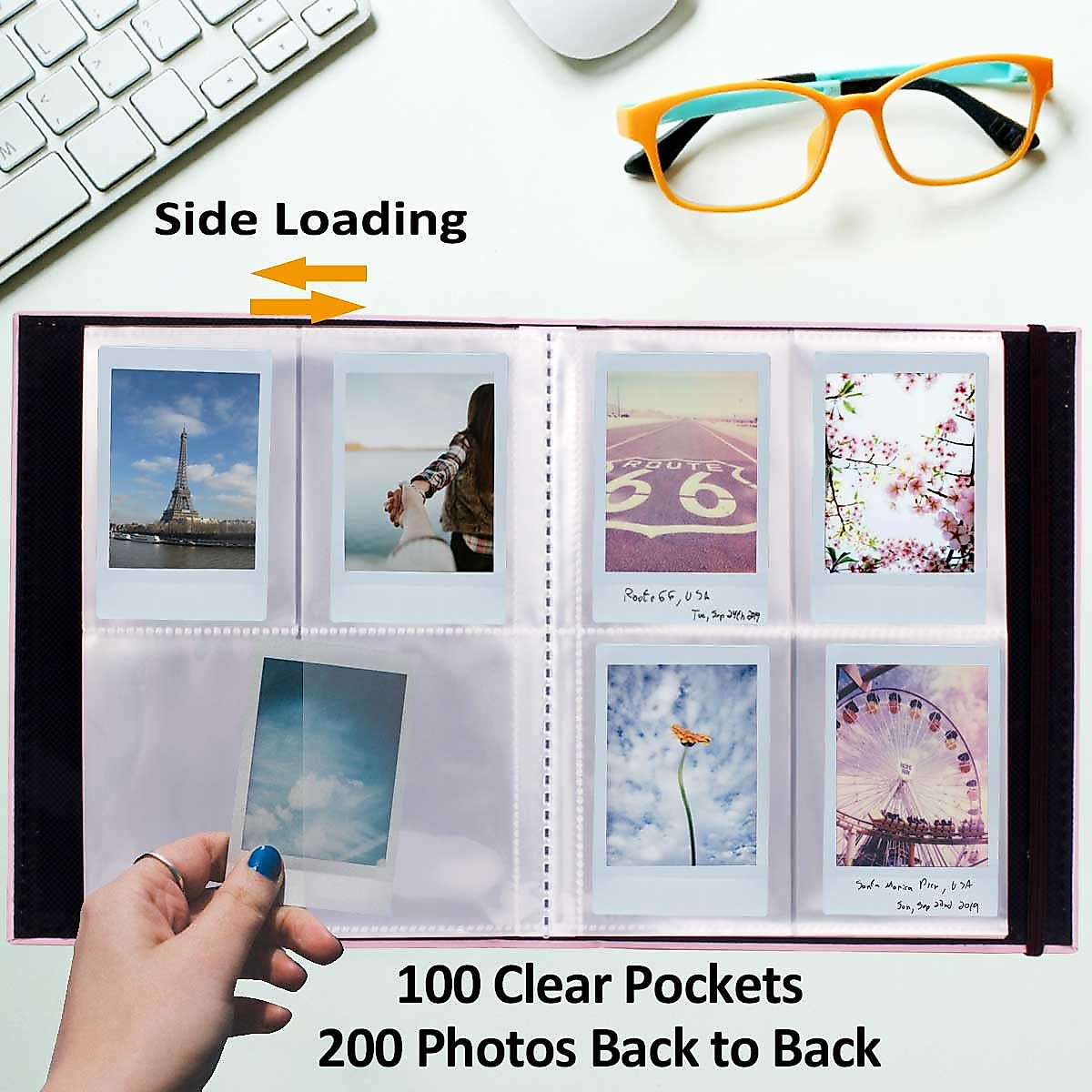 Instax Mini Photo Album 200 Pictures for Fujifilm Instax Mini 11 90 70 50S 26 25 9 8+ 7S Instant Camera & Kpop Photo Card, Polaroid Photo Album for Polaroid Snap Z2300 PIC-300P Film(Pink)