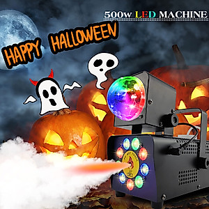 IMONE Fog Machine with Disco Light,Fog Machine Outdoor Indoor,Smoke Machine Fog 16 Colorful Led Lights Effect,Smoke Machine Wireless Remote,Party Disco Ball Lights,Fog Machine Outdoor