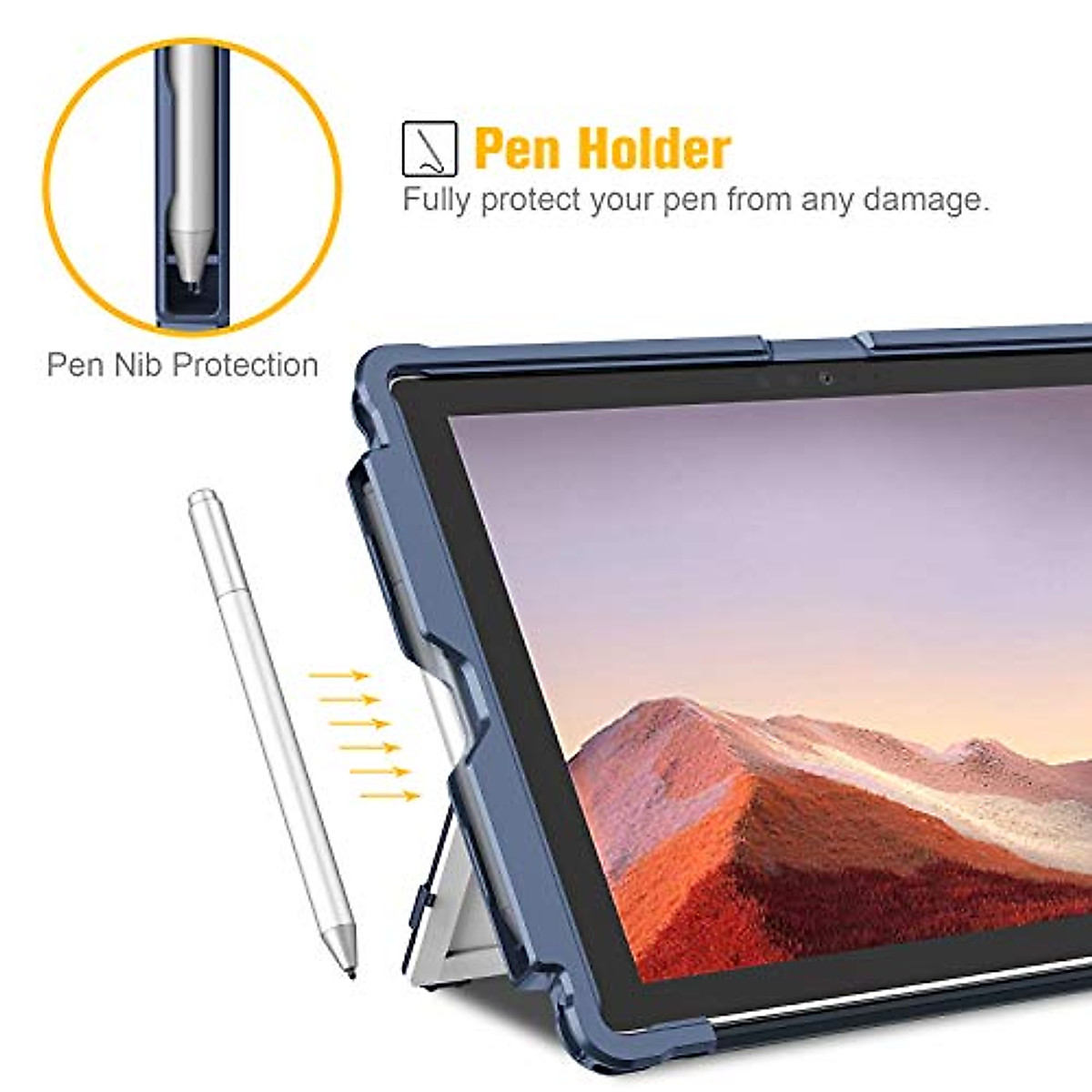 Fintie Hard Case for Microsoft Surface Pro 7 Plus, Surface Pro 7/6/5/LTE, Shockproof Folio Protective Rugged Cover Compatible with Type Cover Keyboard + Original Kickstand (Frost Blue)