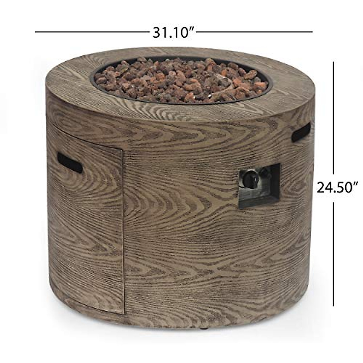 Christopher Knight Home Senoia Outdoor FIRE Pit, Wood Pattern Brown