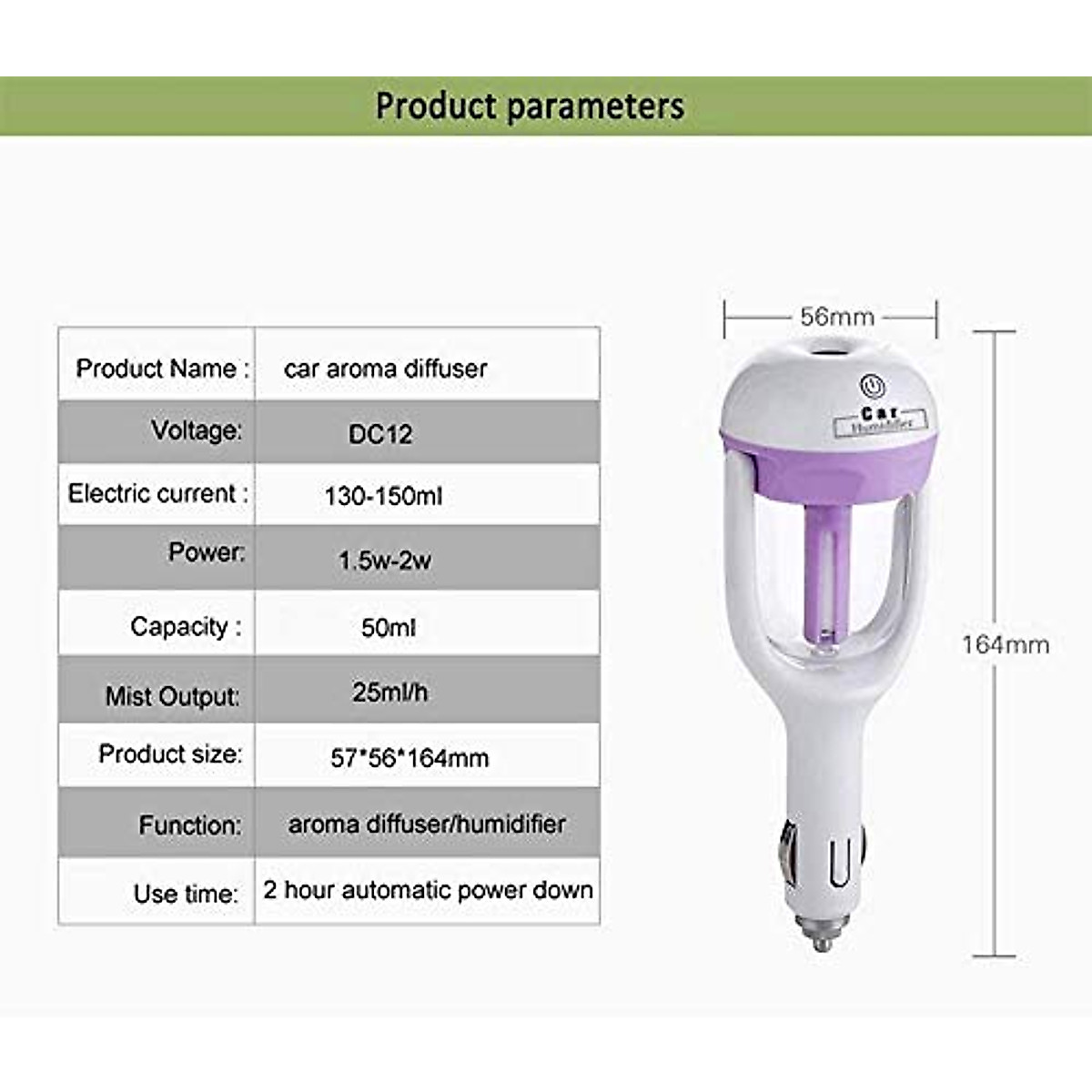 MIGHTYDUTY Car Air Humidifier Aromatherapy Essential Oil Diffuser Freshener Diffuser Blue