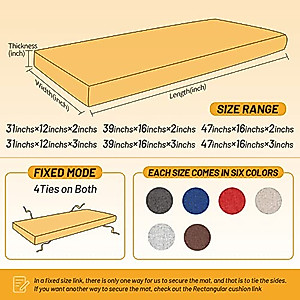 ROFIELTY Custom Bench Cushion Window Seat Cushions Indoor Bench Cushion Bay Window Cushion for Bench Cushions for Indoor Furniture Bench Pads (Light Brown,31x12x2Inch)