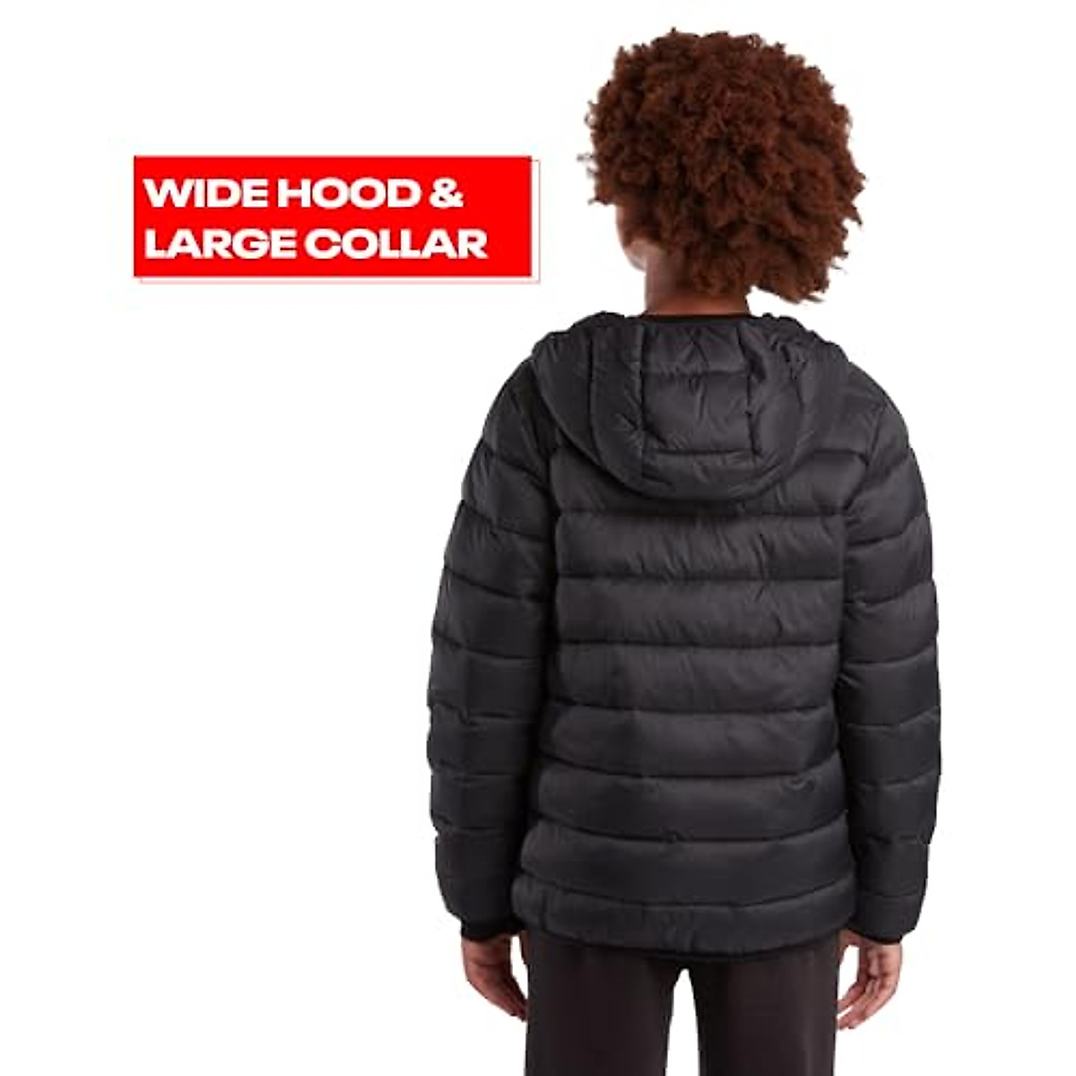 Reebok Boys’ Jacket – Water Resistant Midweight Quilted Puffer Coat – Insulated Outerwear Down Coat for Boys (4-20), Size 10-12, Black