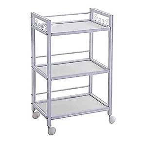 YGCBL Multifunction Portable Hand Trucks,Trolleyserving Trolley Cart MDF Steel Pipe Universal Wheel Groove Fall Prevention Beauty Salon, Load 50 Kg, 3 Colors,White