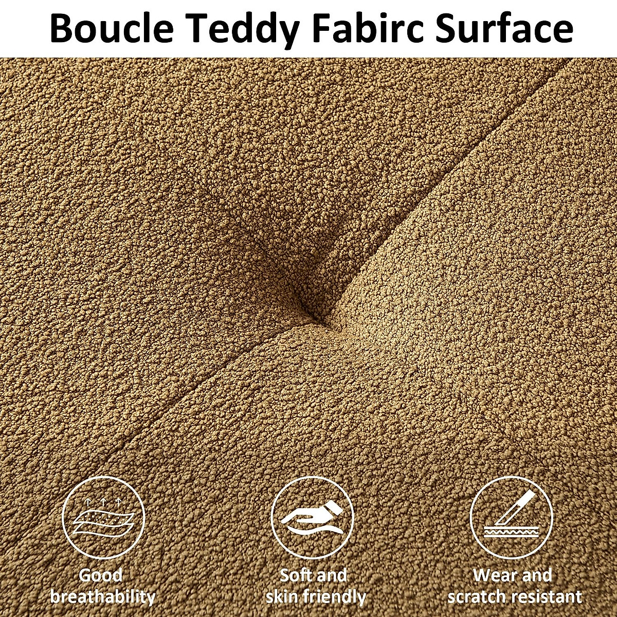 kevinplus 120'' Sectional Sofa Couch for Living Room, Modern Contemporary Sofa Couch with Curved Tufted Seat, Sofa Couch with Throw Pillow for Apartment, Teddy Fabric, Dark Yellow