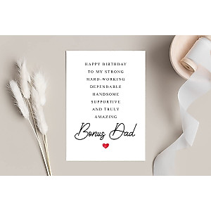Bonus Dad Birthday Card Poem - Birthday Card For Bonus Dad - Amazing Gift Special For Bonus Dad Birthday - From Wife, Son, Daughter - Cute Birthday Card