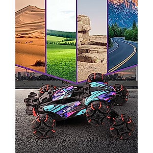 SUPERSUN Remote Control Car, 1:24 RC Stunt Car, 360 Flips Rotating RC Cars with Light Spray Effect, 6WD 2.4Ghz Electric Racing Toy Car, Birthday for Boys Kids Over 6 Years Old