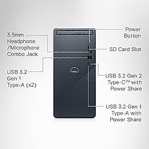 Dell Inspiron 3020 Desktop - Intel Core i7-13700, 16GB DDR4 RAM, 512GB SSD, Intel UHD 770 Graphics, Windows 11 Home - Mist Blue