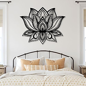 Fayholy Lotus Flower Mandala Metal Wall Art, Metal Wall Decor, Mandala Metal Wall Art, Living Room Wall Decor, Metal Lotus Flower Wall Art, Yoga Gifts (Silver, 31''x26'' | 80x65cm)