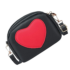 KESYOO Peach Heart Shoulder Bag Girl Shoulder Bag Black Messenger Bag Girls Shoulder Bag Sling Bag for Kids Purse Bag Kids Pu Leather Messenger Bag Girls Bag Coin Purse One Shoulder Child