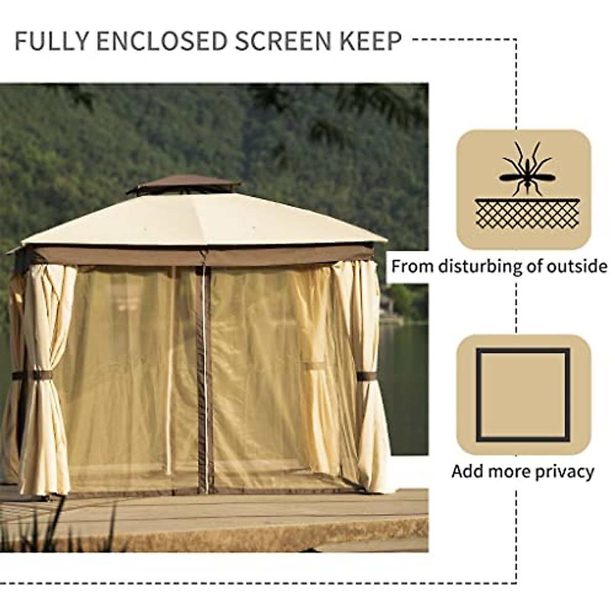 ADUH Gazebo Canopy Soft Top Outdoor Patio Gazebo Tent Garden Canopy for Your Yard, Patio, Garden, Outdoor Or Party