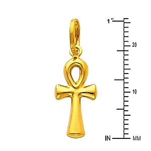14k Yellow Gold Religious Ankh Cross Religious Charm Pendant