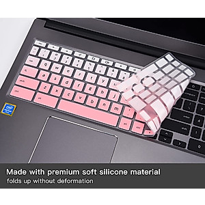 2PCS Keyboard Cover for 15.6" Acer Chromebook 315 CB315 715 CB715 with Numeric Keypad, Acer Chromebook 317 CB317 17.3" Skin Protector, Acer Chromebook 15 Keyboard Cover, Gradual Pink+Clear