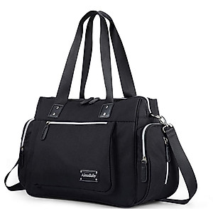 Diaper Tote Bag Diaper Bag,Travel Diaper Carry Bag, Baby Nappy Diaper Bag for Mom Grils Unisex Maternit. Multi Pocket, Tote Bag Beach Bag Travel Handbag Canva Large(Black)