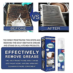WKHOEOYV Bubble Cleaner Foaming Heavy Oil Stain Cleaner, All Purpose Bubble Cleaner Kitchen Deep Cleaning Spray, All-purpose Rinse-free Cleaning Spray, Stubborn Grease Grime Remover (1PCS*100ML)