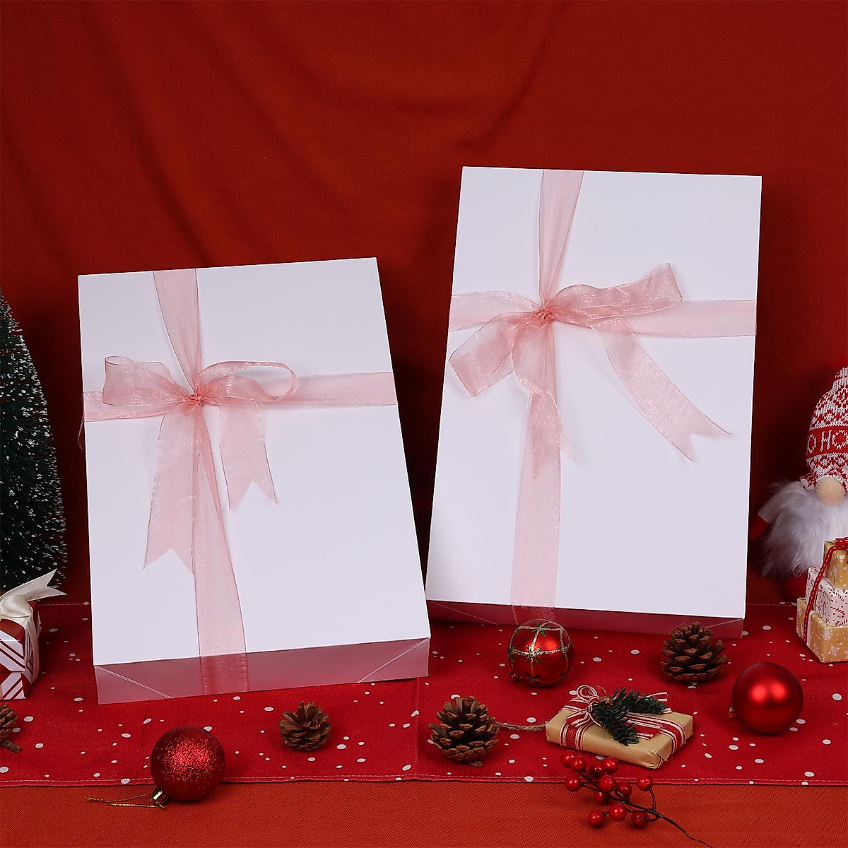 Moretoes 8pcs Gift Boxes with Lids for Presents, White Robe Boxes, XLarge Shirt Boxes Bulk for Wrapping Gifts, Christmas, Holidays, Birthdays, Graduations, Weddings (17''x11''x2.4'')