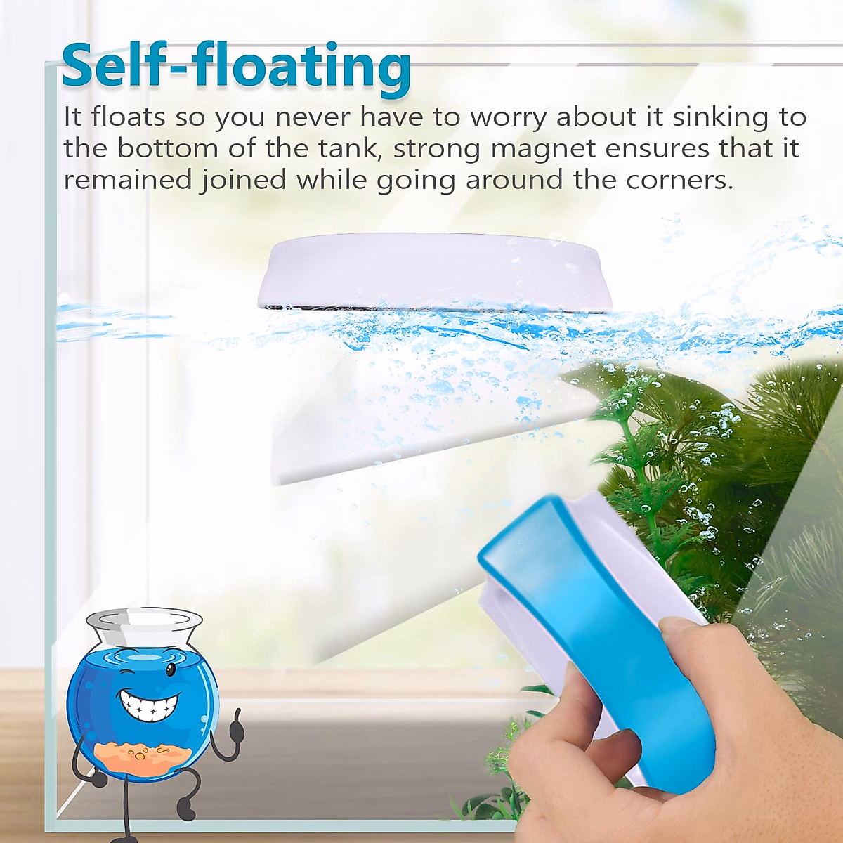NEPTONION Magnetic Aquarium Fish Tank Glass Algae scrapers Glass Cleaner Scrubber Clean Brush [Floating,Scratch-Free,Non-Slip,magnetizing] S