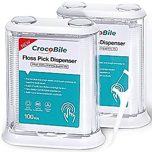 The New Floss Pick Dispenser - with [200 Count] Hygienic, Tidy and Odorless Floss Picks, 2-Pack Pop-Up Automatic Flosser Dispenser, for Home Travel Hotel Sturdy Safe Container - Floss Dispenser.
