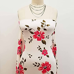 Texco Inc Floral Pattern Heavy Rayon Spandex Jersey Knit 4 Way Stretch/Medium Flowers Print/Maternity, Apparel, DIY Fabric, Off White Watermelon 10 Yards