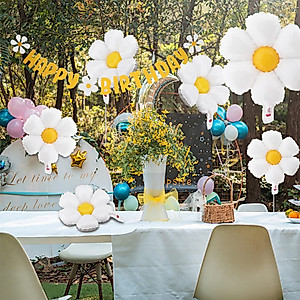 10pcs set Daisy Balloons, Shower Decoration Banners,Happy Birthday Decorations Felt Bunting for Girls Boys Birthday Party Supplies(Yellow+White)