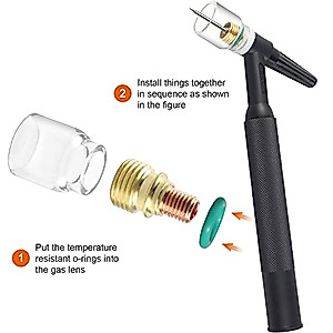 TIANLYLIN 21pcs #12 Glass Cup Kit Stubby Collets Body Gas Lens Welding Accessories For Wp-9/20/25 Tig Welding Torch 3/32"