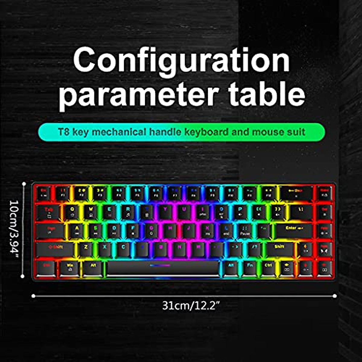 Qksky Wired Gaming Mechanical Keyboard 68 Key LED Backlit Two-Color Injection Luminous Keyboard for Laptop and Gamer Pro 68 Key Gaming Keyboard USB