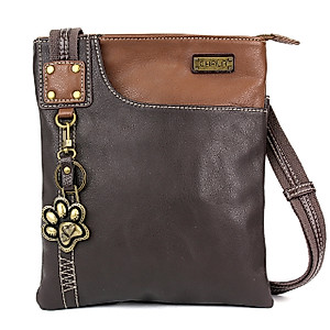 CHALA Handbag Xbody Swing Bag, Crossbody Swing Bag, FAUX Leather, 2 Tone (Owl, Teal/Black)