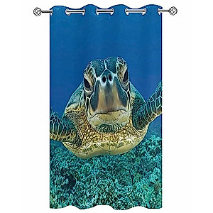 applebless Outdoor Curtains for Patio Sea Turtle Under Ocean Waterproof Outdoor Curtains 84 inches Long Gazebo Curtains Outdoor Waterproof Outside Drapes for Porch, Gazebo, Deck
