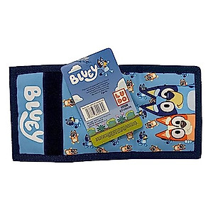 Bluey Kids Wallet with Zipped Coin Compartment & Card and Note Slots, Blue, 13 X 9 X .7cm, Modern