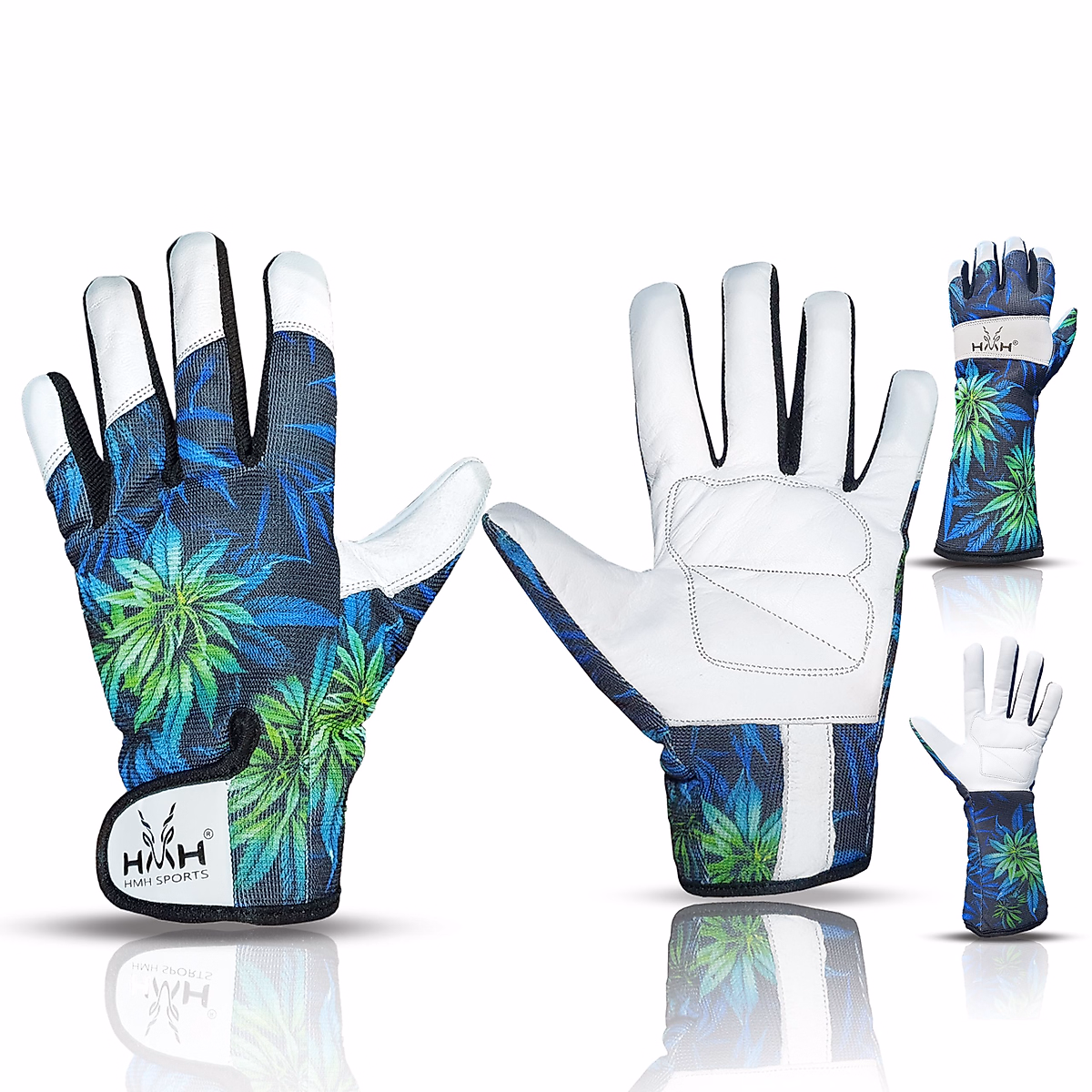 HMH Leather Gardening Gloves - Large, Green Short, Unisex