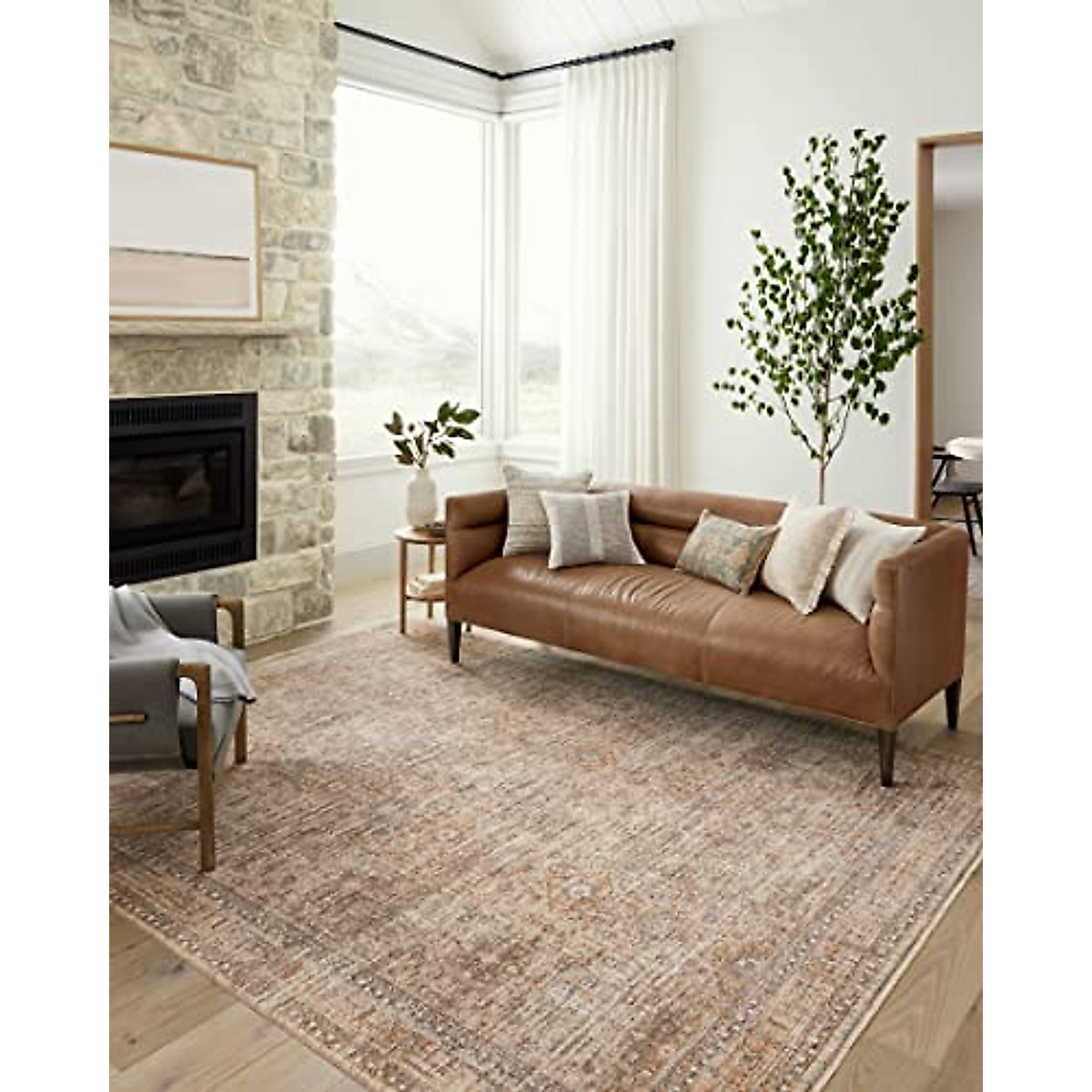 Loloi Angela Rose Blake Collection BLA-06 Oatmeal/Spice 7'-10" x 10'-2", .25" Pile Height, Fringe, Area Rug