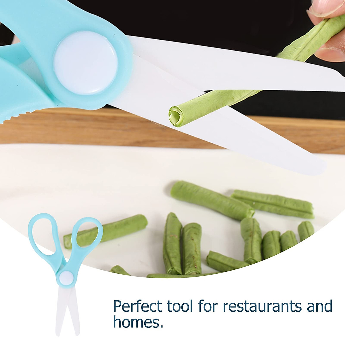 Portable Food Ceramic Shears for Kitchen Classroom Craft Pet Hair Pizza Vegetable Cutting Chopping Tool with Cover Sky Blue