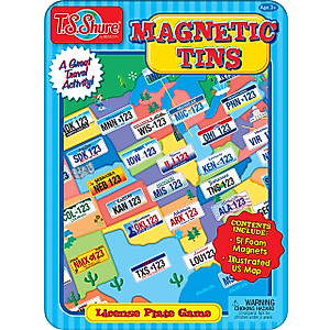 Bendon TS Shure License Plate Games Magnetic Activity Tin with Foam Magnet Sheet 50519