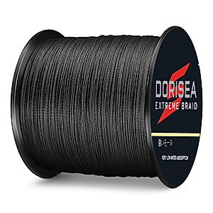 Dorisea Extreme Braid 100% Pe Black Braided Fishing Line 109Yards-2187Yards 6-550Lb Test Fishing Wire Fishing String Incredible Superline Zero Stretch (100m/109Yards 6lb/0.10mm)
