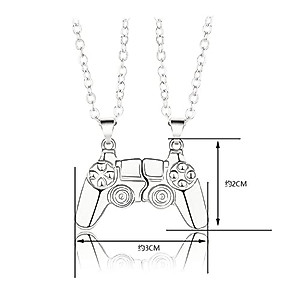 Magnet Game Controller Necklace Couple Matching Pendant Necklace for Men Women Friendship Necklace for Best Friends Magnet Game Console Handle Necklace Sister Necklace Street Hiphop Jewelry (Gold)